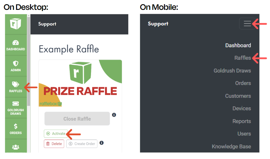 How to Review Your Raffle & Request Activation