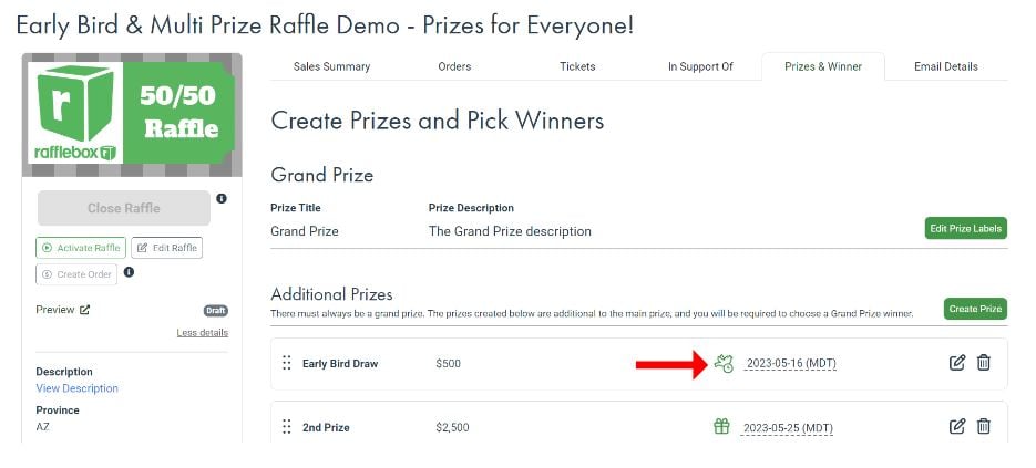 How To Set Up Additional Prizes & Early Bird Prizes