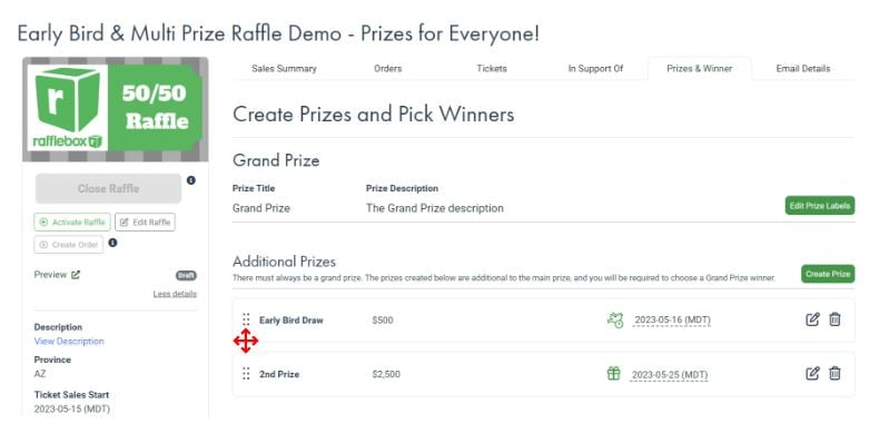 How To Set Up Additional Prizes & Early Bird Prizes